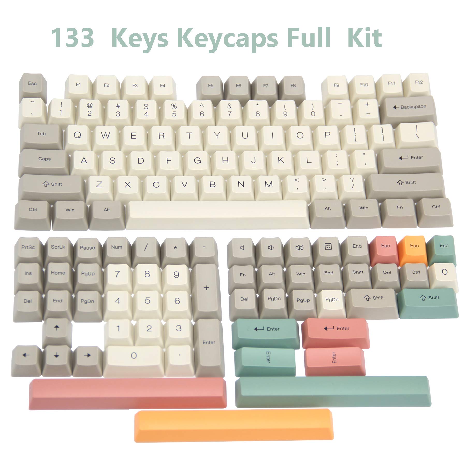 133 Keys OEM 9009 Beige Grey Dye Sub Keycap Set th... – Vicedeal