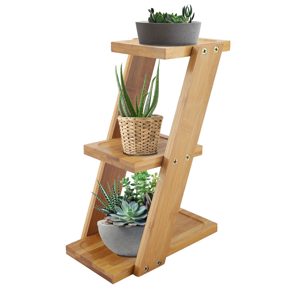 3 Tiers Simple Bamboo Tray Modern Flower Plant Pot... – Grandado