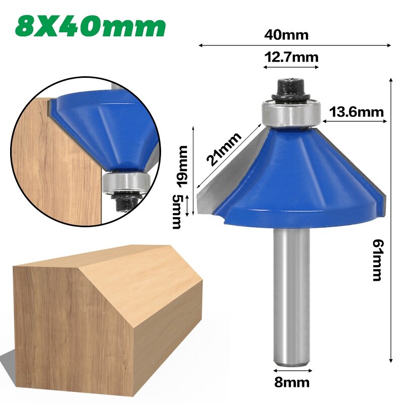 1Pc 8Mm Shank 45 Graden Rand Afkanten Frees Met La... – Grandado