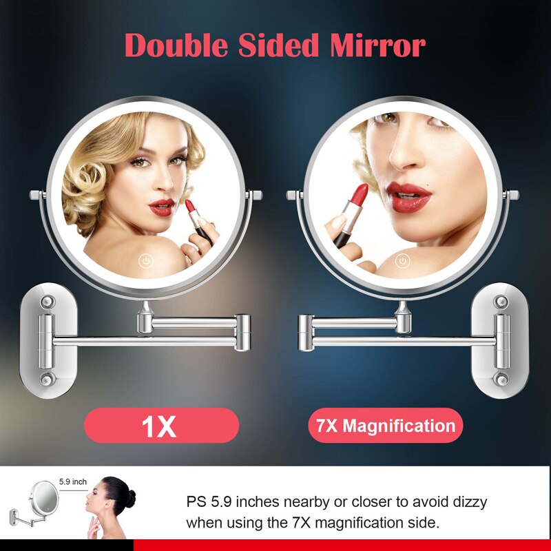 7X Magnifying Wall Mount Makeup LED Lighted Vanity... – Grandado