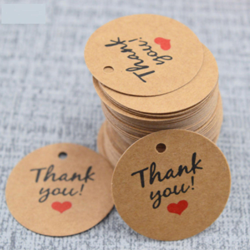 100PCS/ lot Kraft Paper Thank You Cards 3.5CM Roun... – Vicedeal