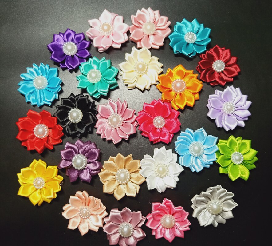 10Pieces/Lot Mix Color 4CM Little Ribbon Rose Flow... – Grandado