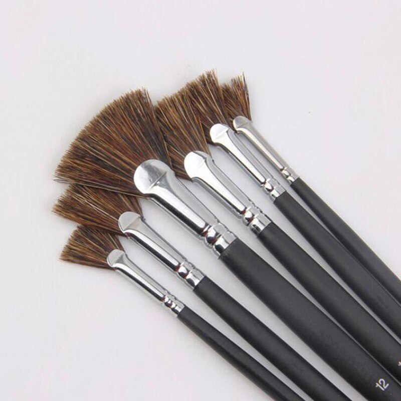 6 Pcs Offer Wild Boar Bristle Brush Pen Set Fan Sh... – Grandado