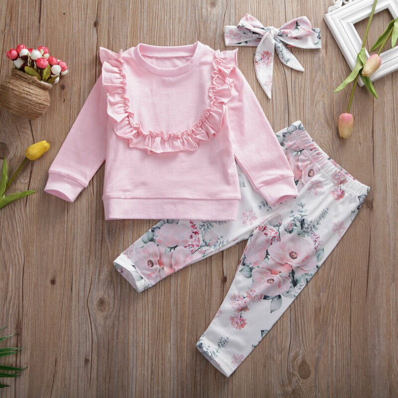 USA Flower Baby Girls Kids Outfits Clothes Long Sl... – Vicedeal