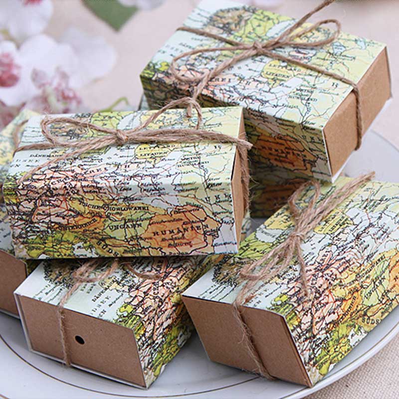 10 Pcs Around the World Map Favor Boxes Vintage Kr... – Vicedeal