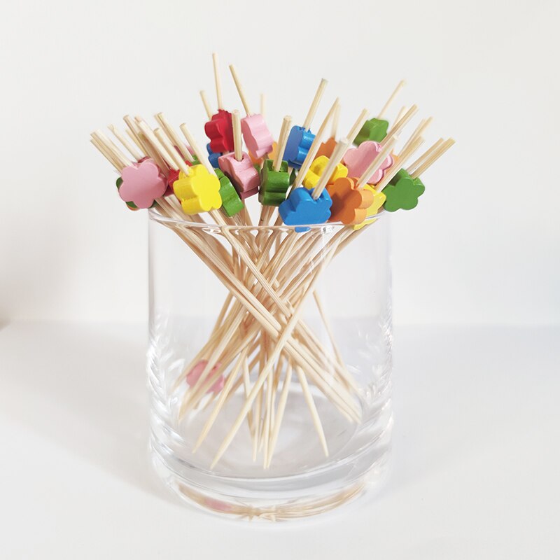 12cm 100pcs flower Bamboo Food Skewer Picks Fruit ... – Vicedeal
