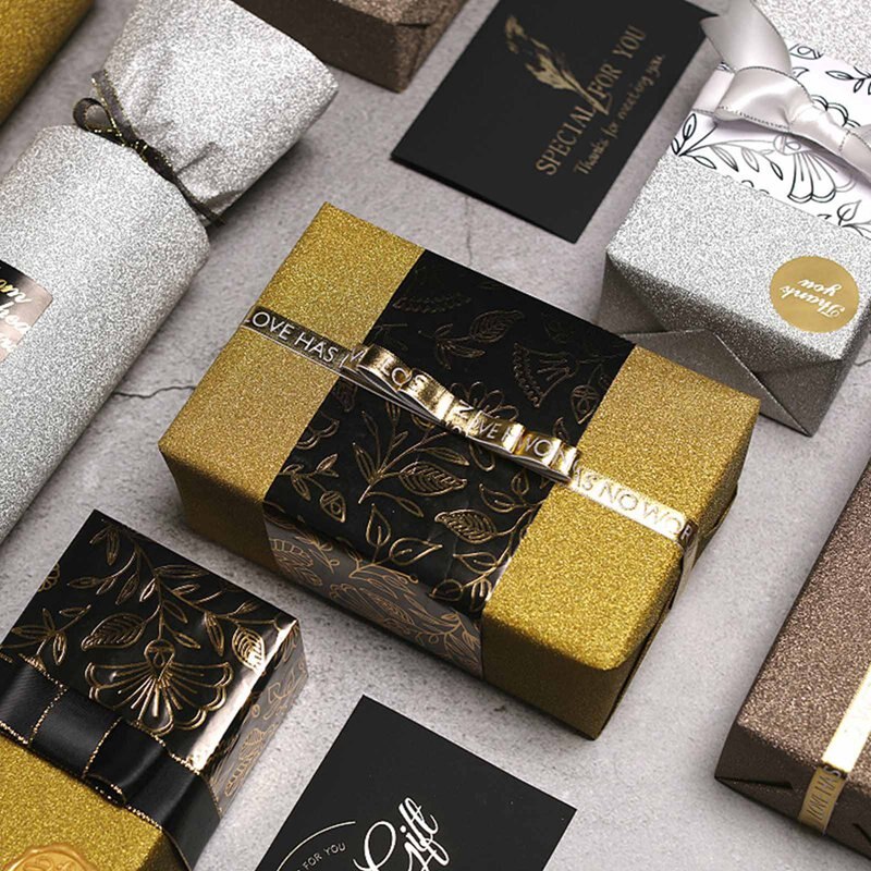 Shiny gold paper wrapping paper glitter magic sand... – Grandado