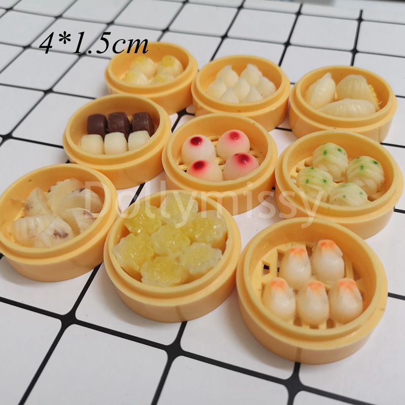 2pcs Dollhouse Miniatuur voedsel Chinese Dim Sum P... – Vicedeal