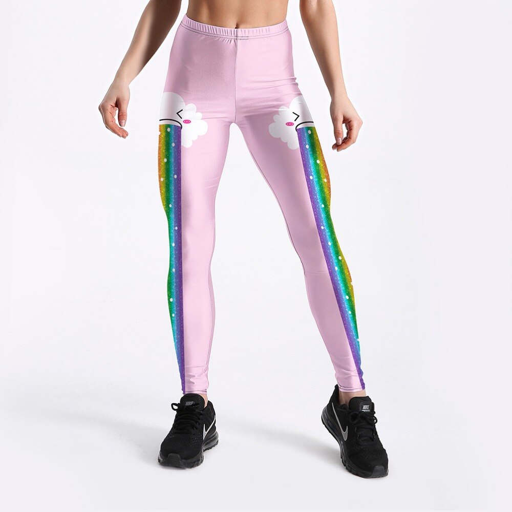 Rainbow Clouds Printed Sweet Style Women Fitness P... – Grandado