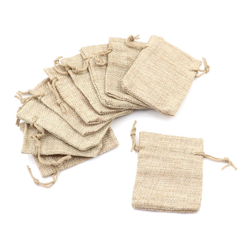 10pcs Small Burlap Jute Sack Linen Pouch Bag Draws... – Vicedeal