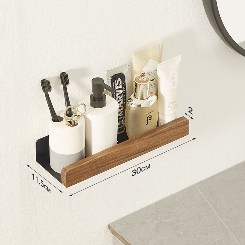 Wood Bathroom Shelving Wall Mounted Toilet Shampoo... – Grandado