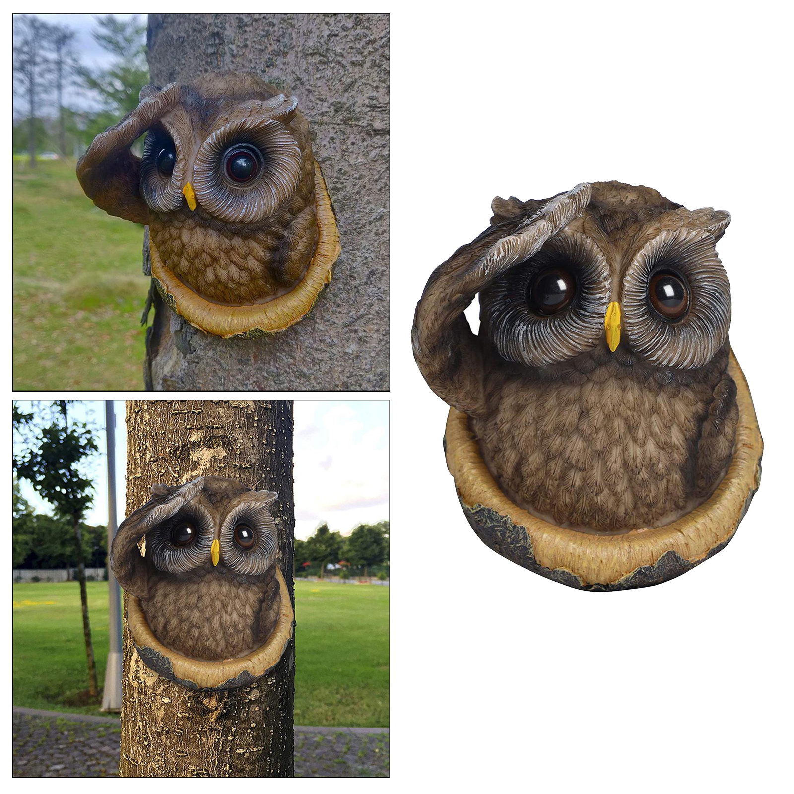 Owl Tree Hugger, Garden Peeker Yard Art Whimsical ... – Grandado