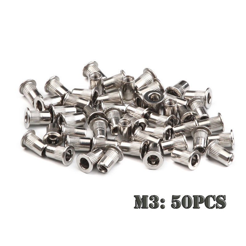 50 PCS Stainless Steel Flat Head Rivet Nuts Set M3... – Grandado