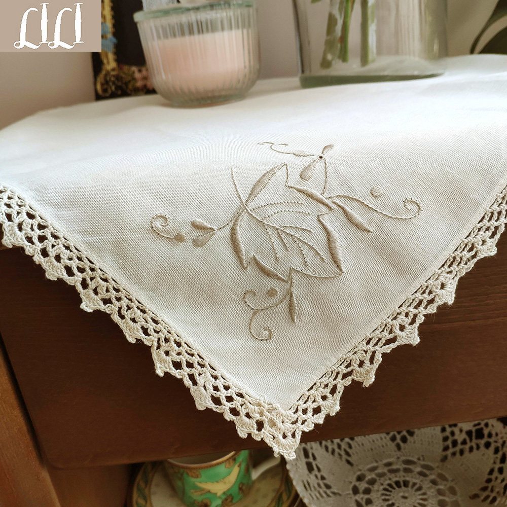 Cotton Hand Crochet Lace hand-embroidered Beige Na... – Grandado