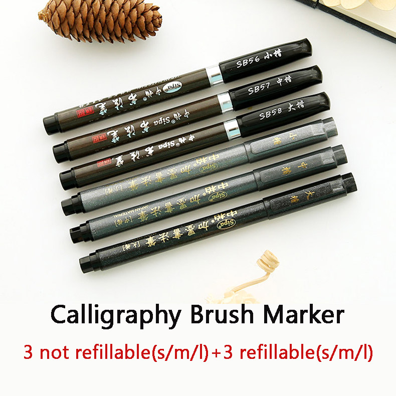 Sipa Water Zwart kalligrafische Marker flexibele s... – Grandado