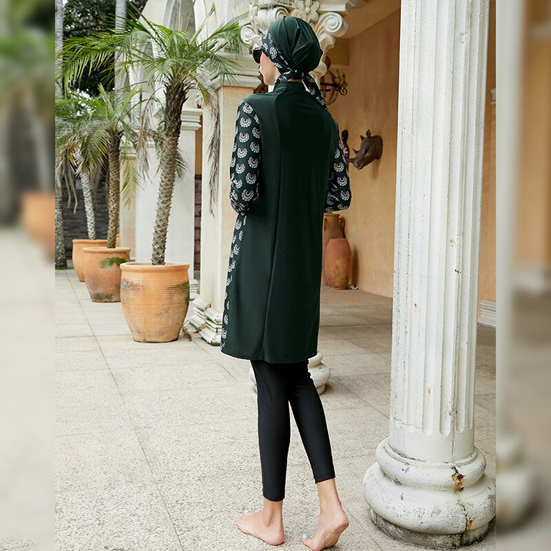 Long Sleeve Dark Green Full Burkini Muslim Swimwea... – Vicedeal