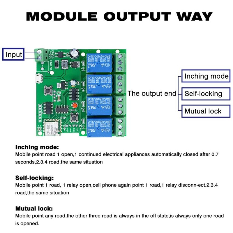 4 Channel WIFI Relay Switch Control Momentary Inch... – Grandado