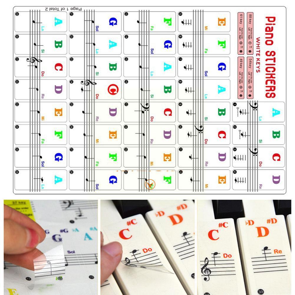 49/54/61/88 Color Transparent Piano Board Stickers... – Grandado