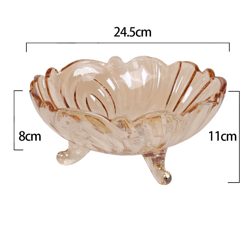 European Vintage Crystal Glass Fruit Tray Beaded F... – Grandado