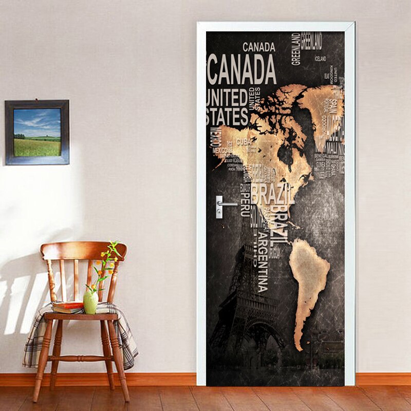 PVC Waterproof Self-adhesive Door Sticker 3D Black... – Grandado