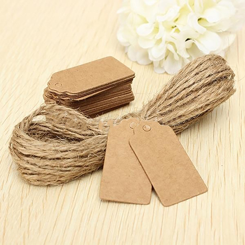 100 stk naturlige brune kraftpapirmerker med juteg... – Grandado