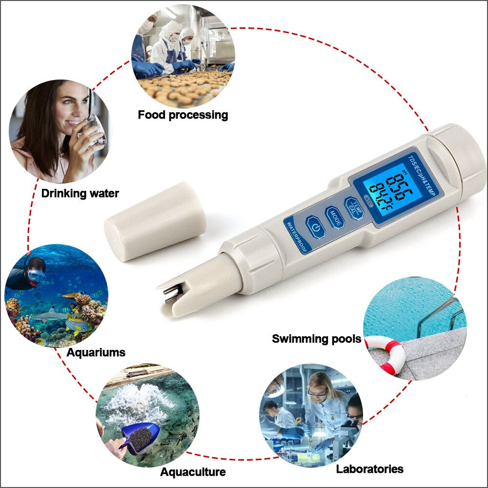 Rz Ph/Ec/Tds Meter Met Temperatuur Meter Professio... – Grandado
