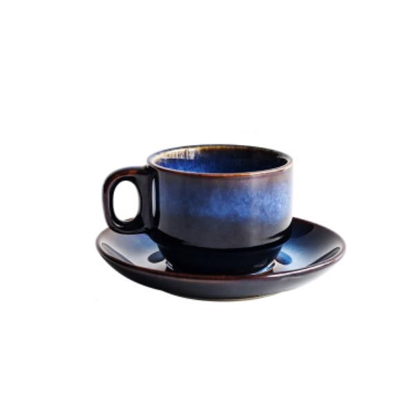Ceramic Deep Blue Coffee Cup Saucer Set Breakfast ... – Grandado