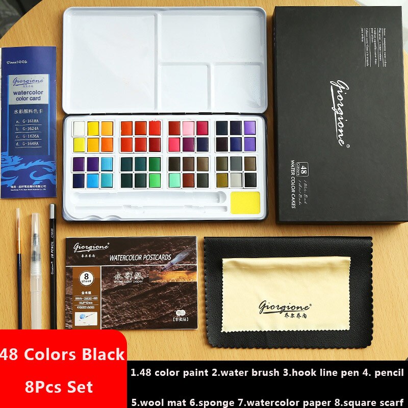 18/24/36/48Colors Solid Watercolor Paint Set Metal... – Grandado