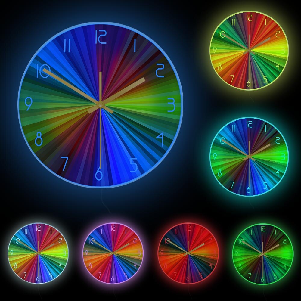 Bright Rainbow Ray Colorful Printed Wall Clock Rai... – Grandado