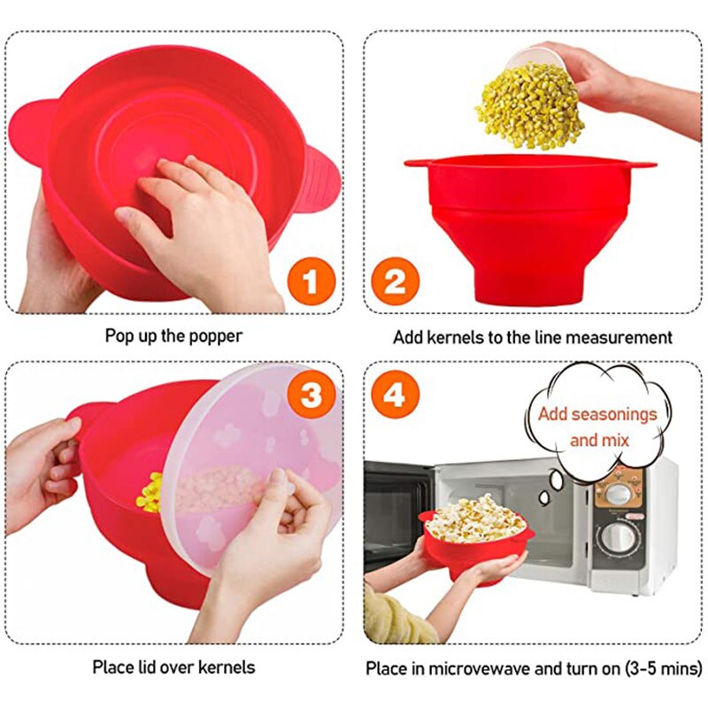 Microwave Silicone Popcorn Maker Food Grade Foldab... – Grandado