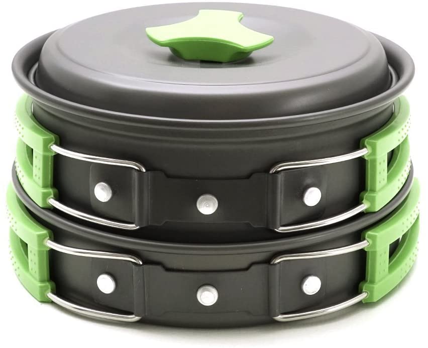 Portable camping cookware mess kit folding Cookset... – Grandado