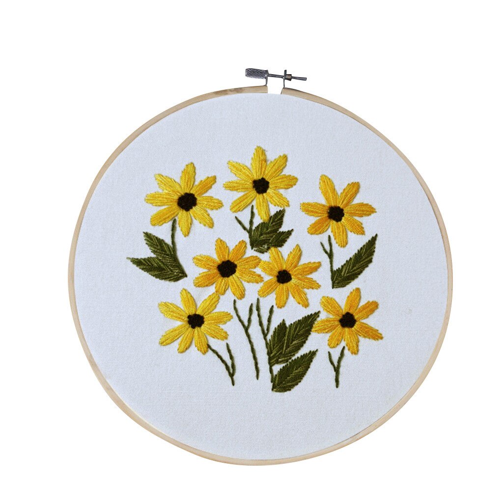 DIY Easy Flower Embroidery Kit with Bamboo Hoop fo... – Grandado