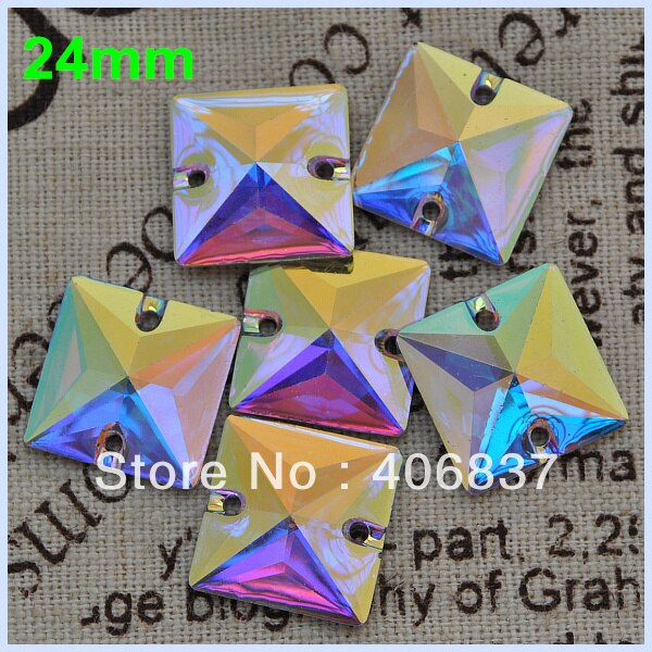 , 50pcs/Lot, 22mm Crystal AB / Clear AB Square sew... – Grandado