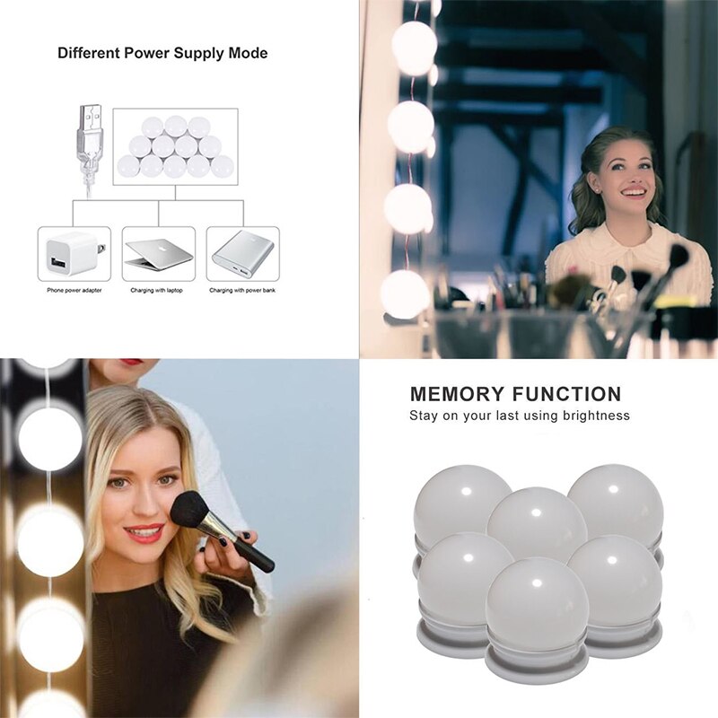 LED Make-Up Lampe Wand Licht USB Bulbs Kit Für Dre... – Vicedeal