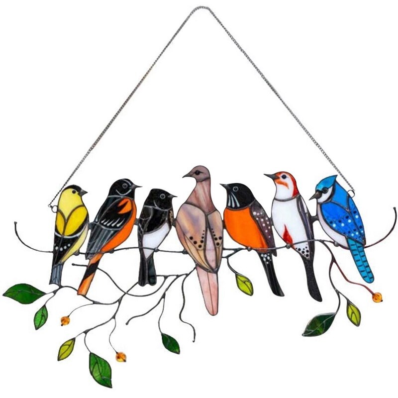 Criativo janela painel de vidro manchado aves-on-u... – Grandado