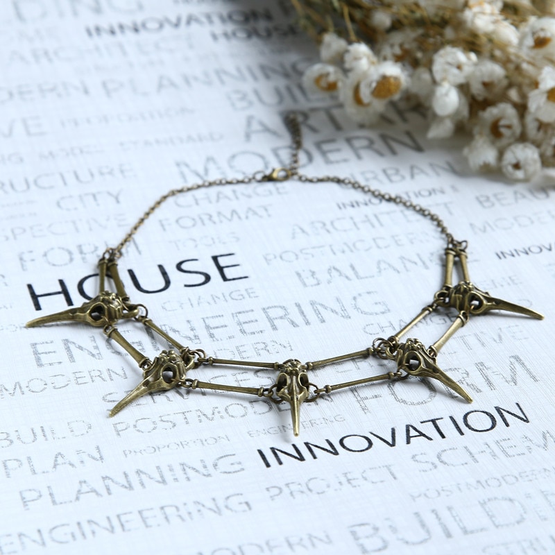 The RAVEN Pendant Necklace Antiqued Brass Bird Sku... – Grandado