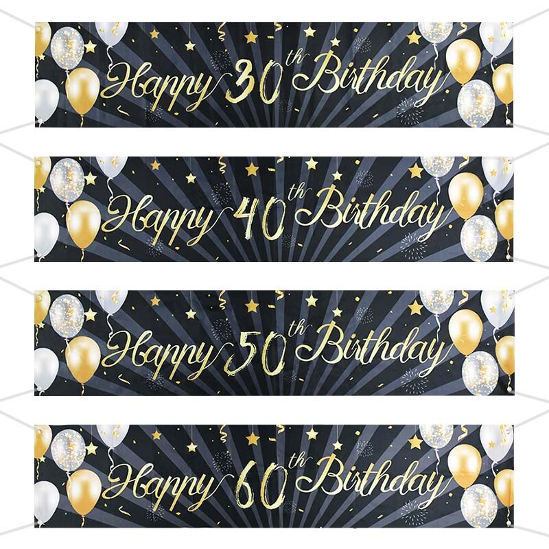 Golden Letter Happy 30 40 50 60 Birthday Bunting G... – Grandado