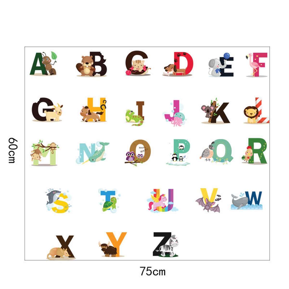 Alphabet Wall Decals Educational Animal ABC Vinyl ... – Grandado