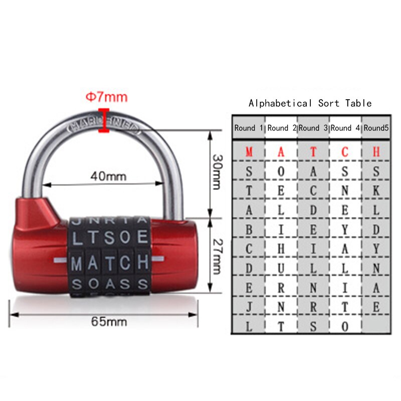 ABKT-5 Letter Zinc Alloy Combination Padlock Code ... – Grandado