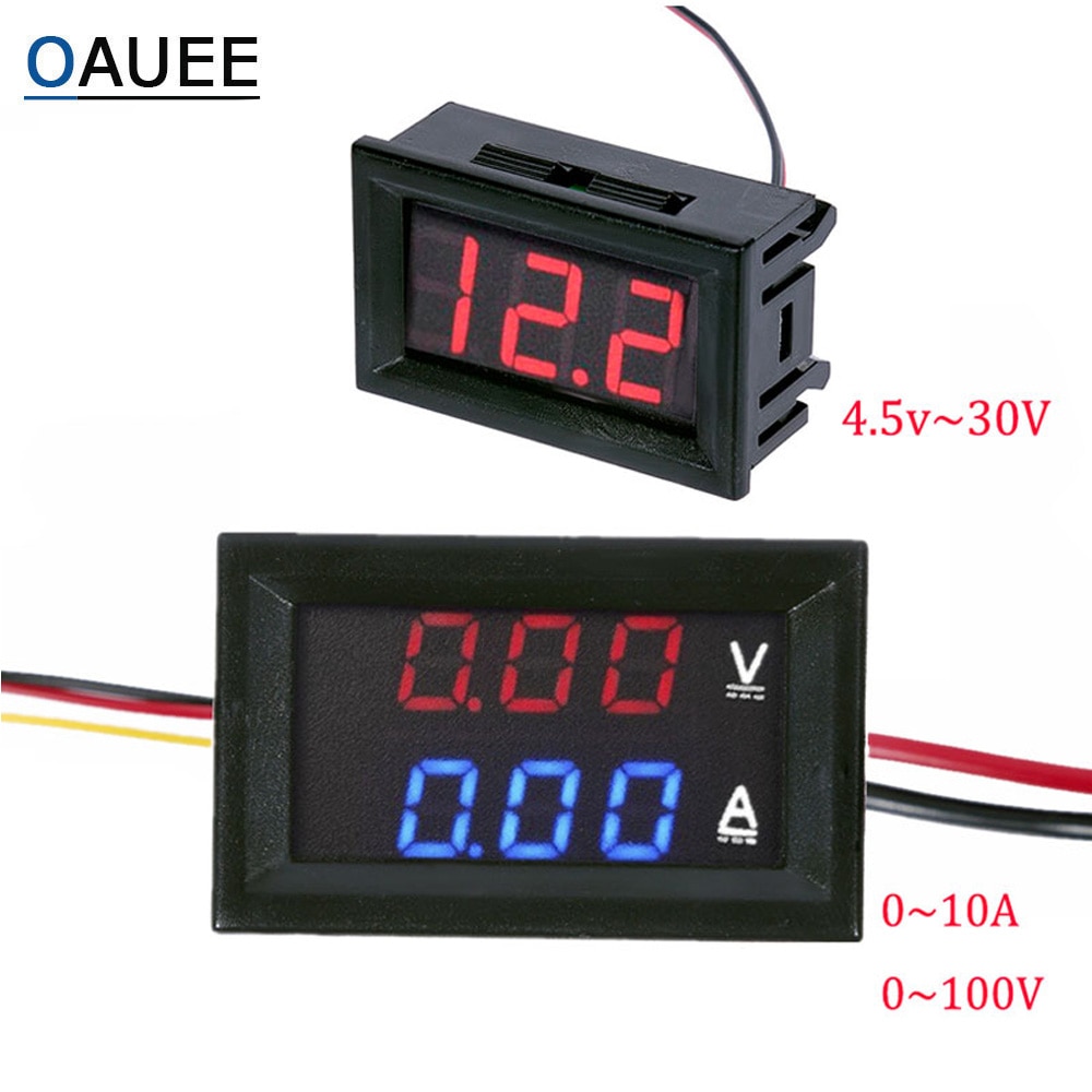 DC 100V 10A Voltmeter Ammeter Blue Red LED Amp Dua... – Vicedeal