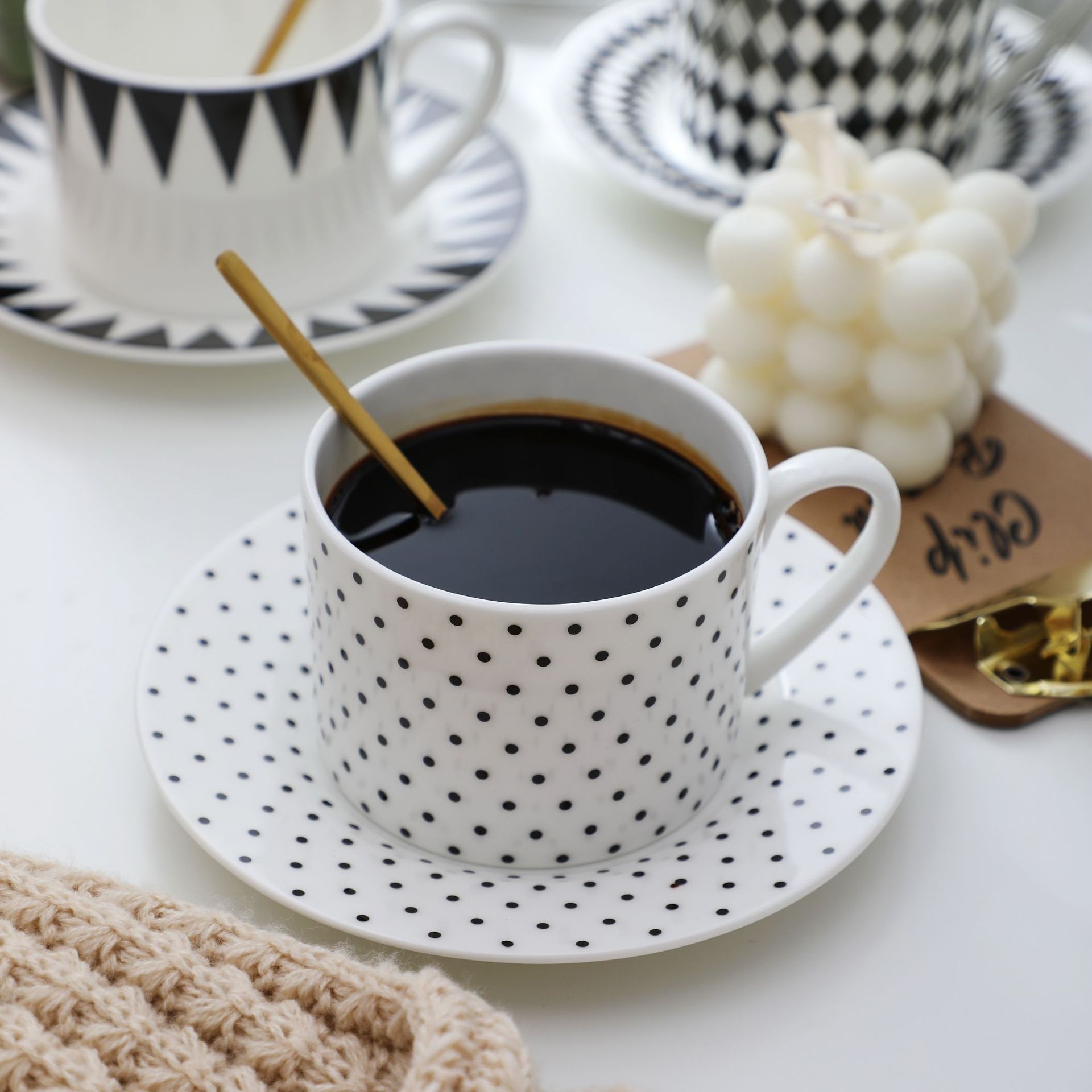 European Style Coffee set Black and White Coffee C... – Grandado