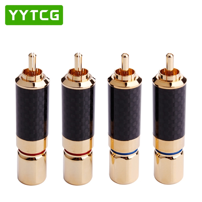 4 PCS HIFI RCA Plug Carbon Fiber 24k Gold-plated R... – Grandado