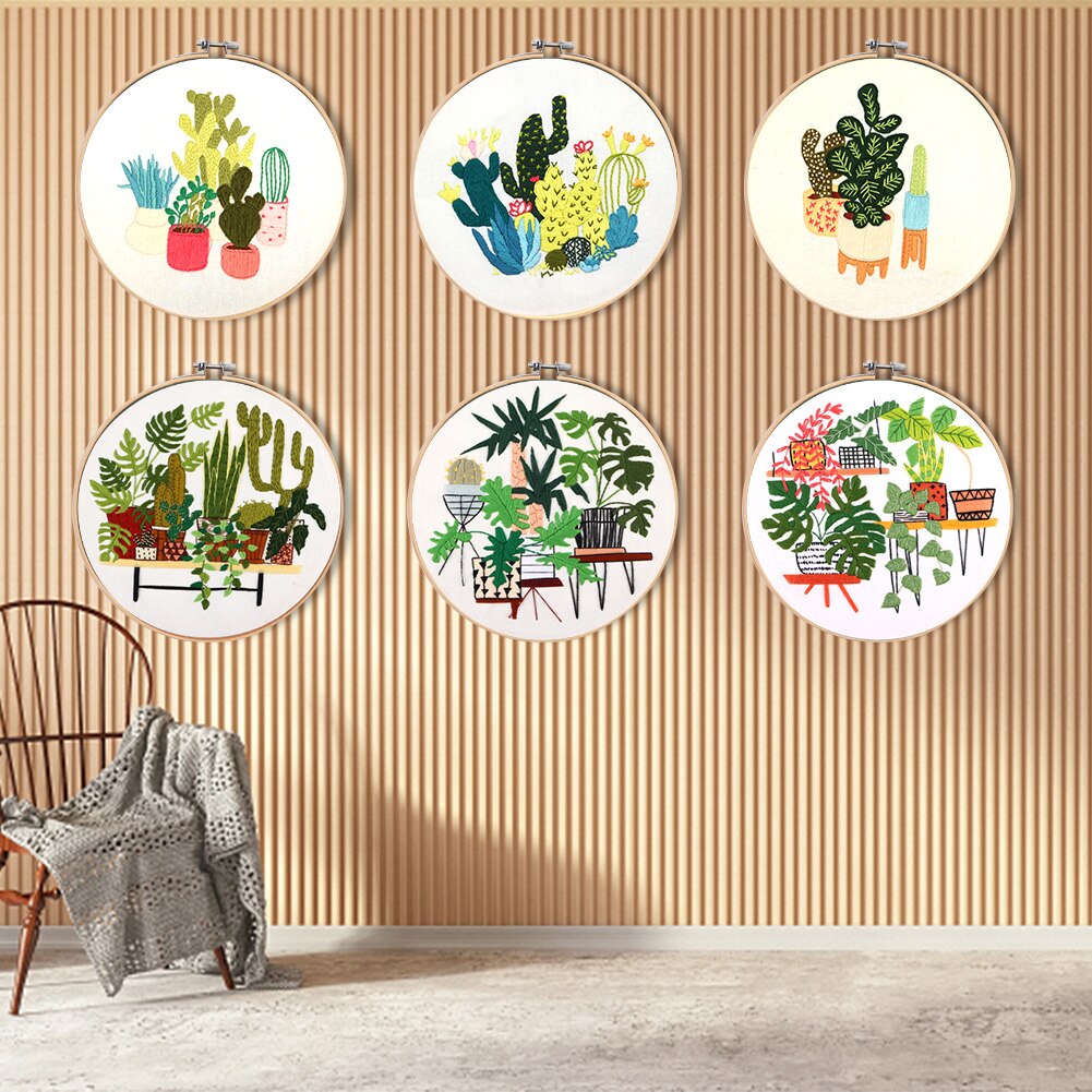 DIY Flowers Plants Pattern Embroidery Set With Pat... – Vicedeal