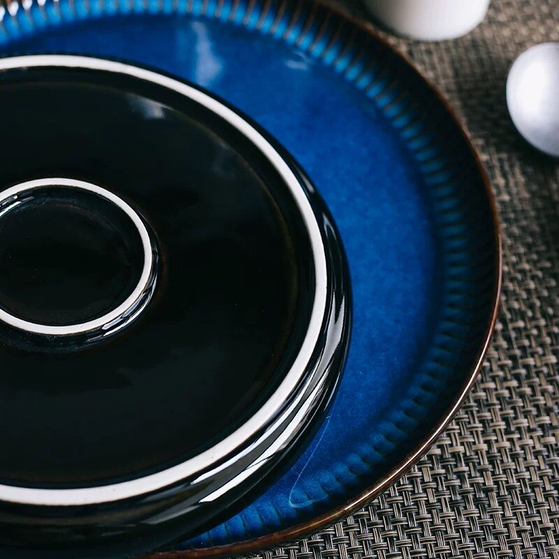 Klin Glaze Blue Plate Ceramic Rice Salad Bowl Vint... – Grandado