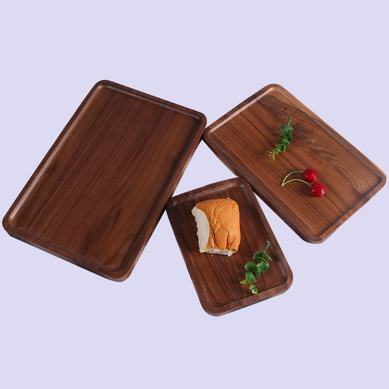 Bread Wood Plates Black Walnut Rectangle Wood Pan ... – Vicedeal