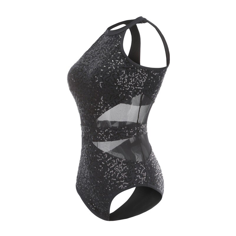 Sequins Dance Mesh Splice Body Suit for Dance Ball... – Vicedeal