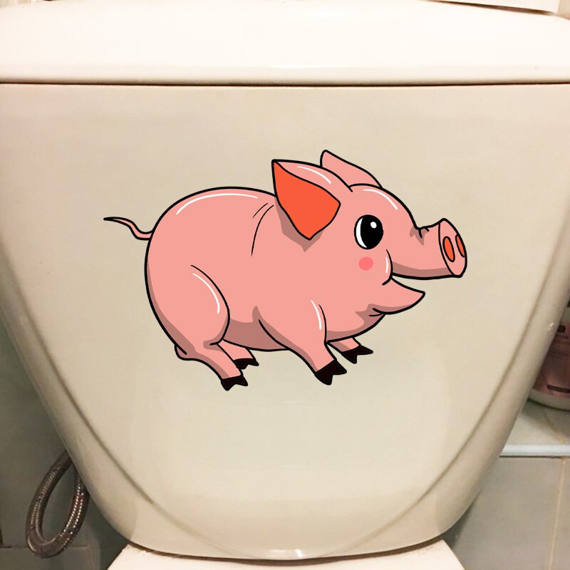 YOJA 22.6CM×15CM Running Pink Little Fat Pig WC To... – Grandado