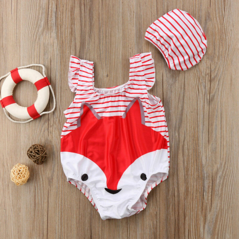 Lovely Kid Baby Girl 3D Fox/Penguin Swimwear Swims... – Grandado