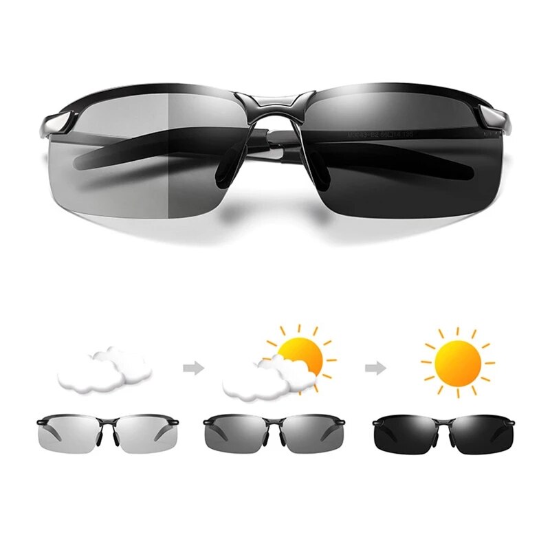 Upgrade Alloy Photochromic Sunglasses Men Polarize... – Grandado