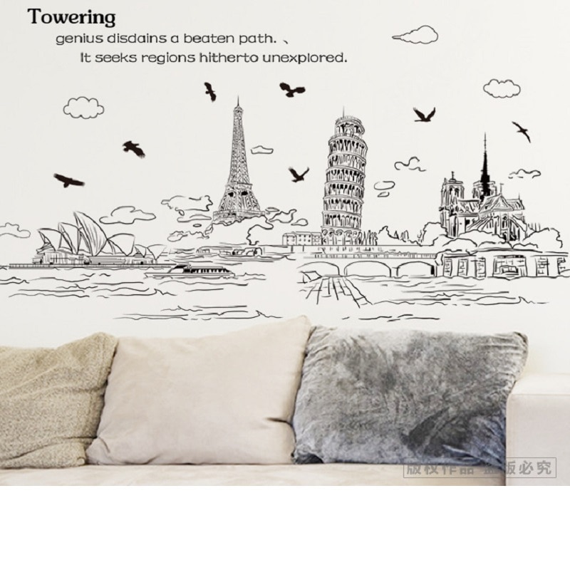 World Famous Buildings Wall Sticker Paris France N... – Grandado